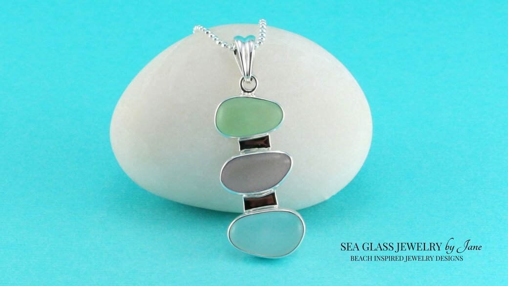 Pure Sea Glass Pendant Trio of Colors | Elegant Beach Inspired Design